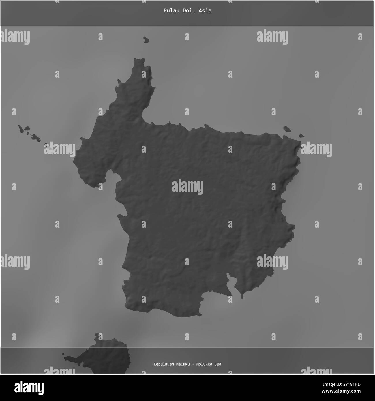 Pulau Doi in the Molukka Sea, belonging to Indonesia, cropped to square ...
