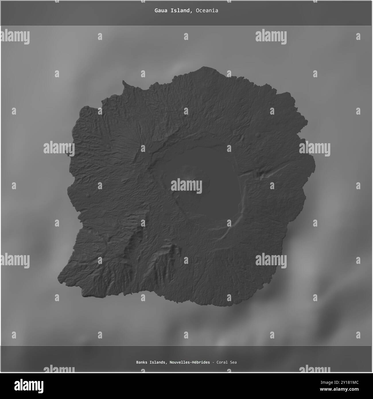 Gaua Island in the Coral Sea, belonging to Vanuatu, cropped to square ...