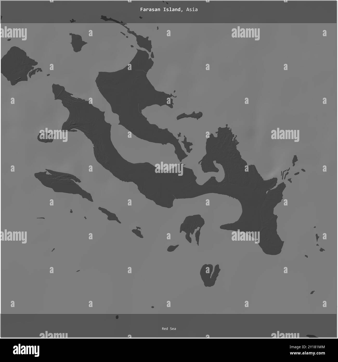 Farasan Island in the Red Sea, belonging to Saudi Arabia, cropped to ...