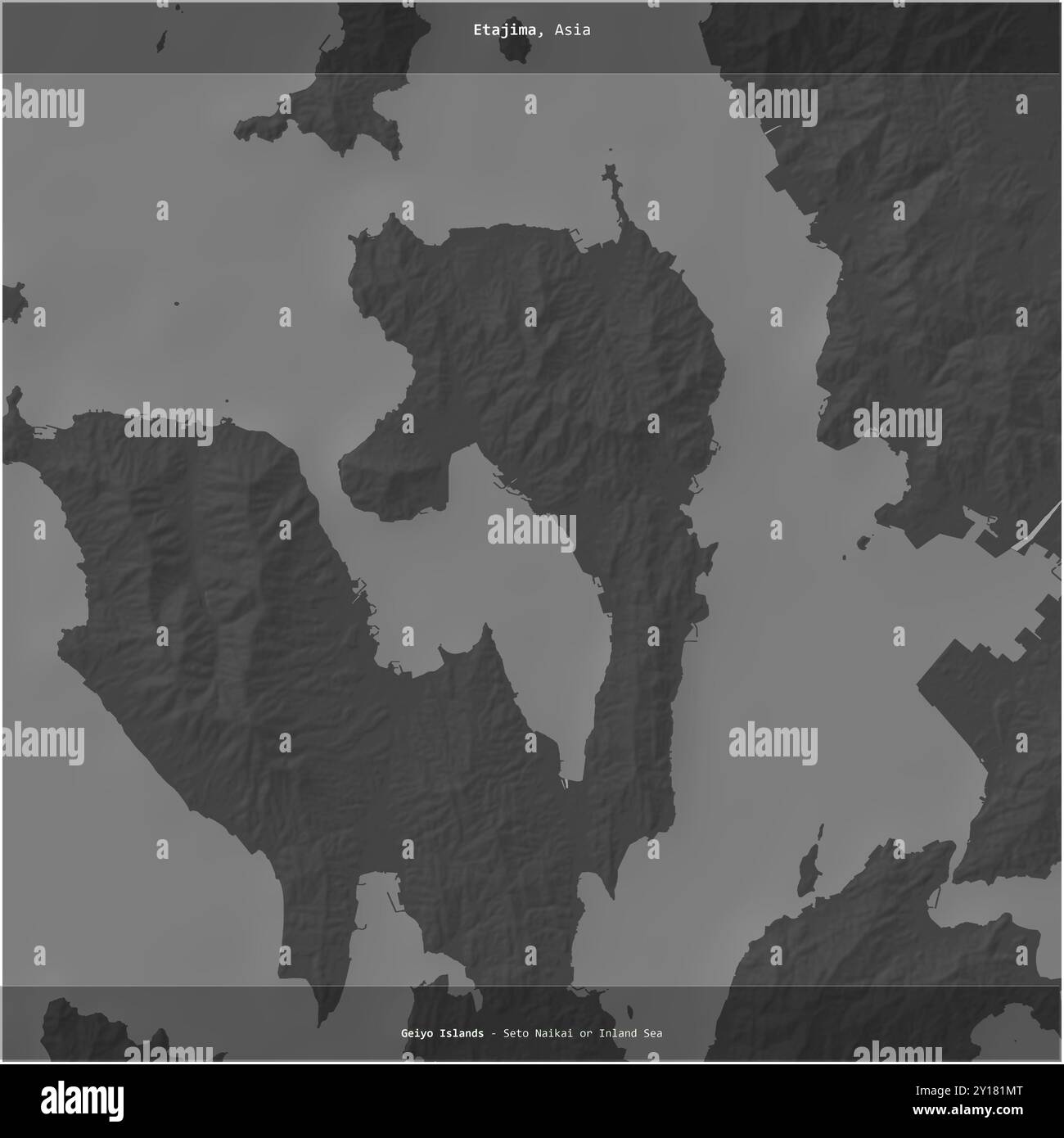 Etajima in the Seto Naikai or Inland Sea, belonging to Japan, cropped to square on a bilevel ...