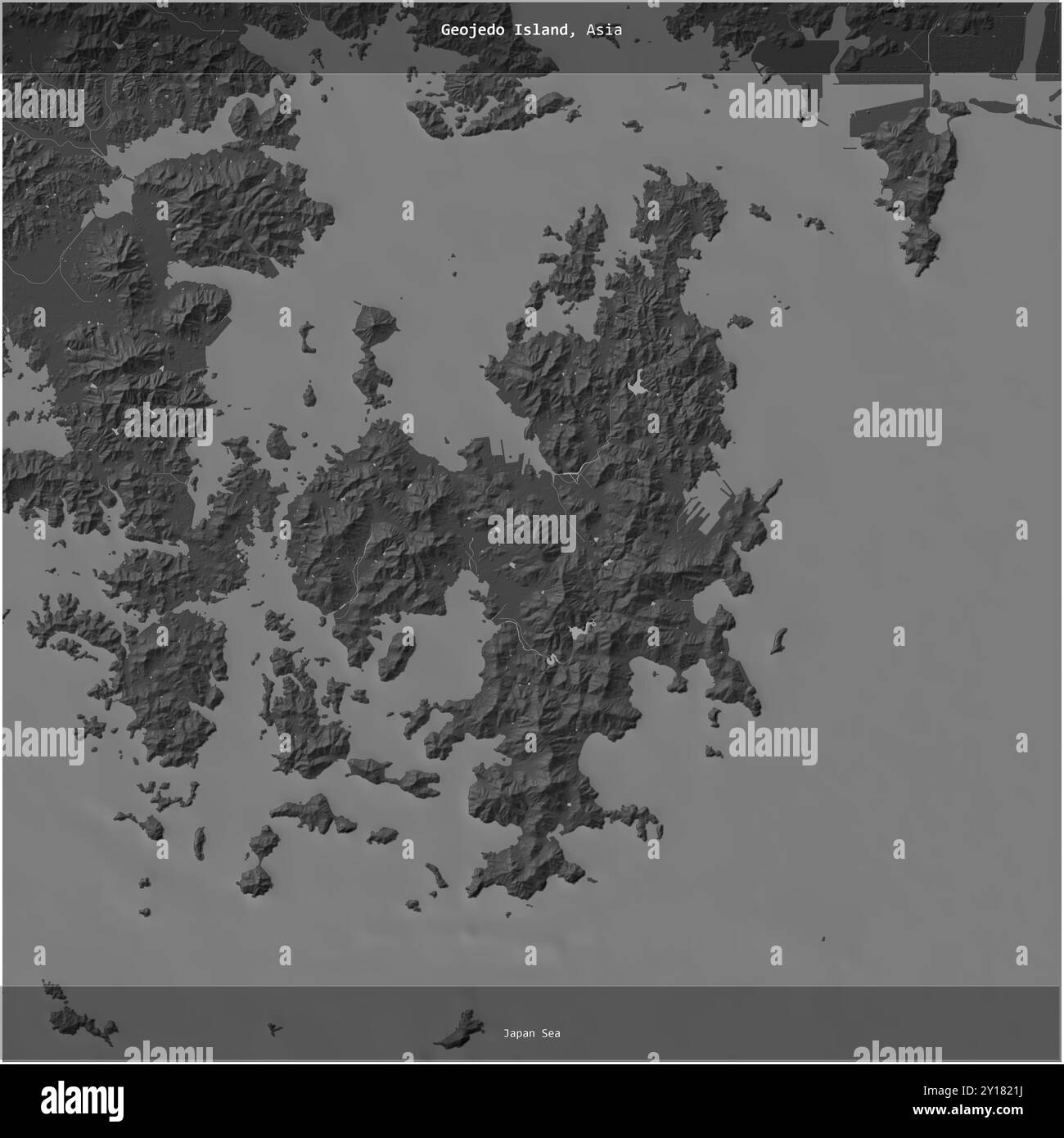 Geojedo Island in the Japan Sea, belonging to South Korea, cropped to ...