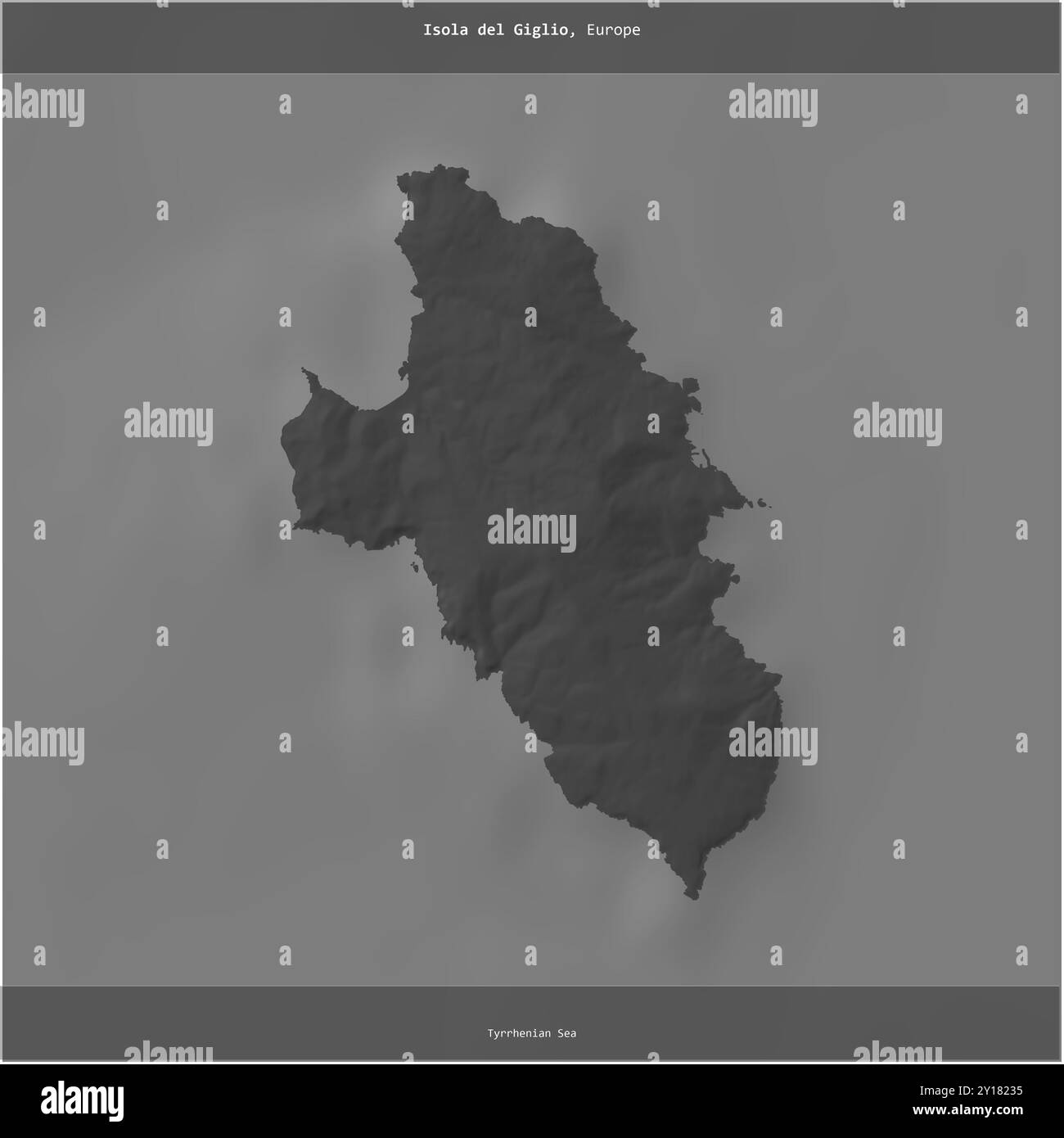 Isola del Giglio in the Tyrrhenian Sea, belonging to Italy, cropped to ...