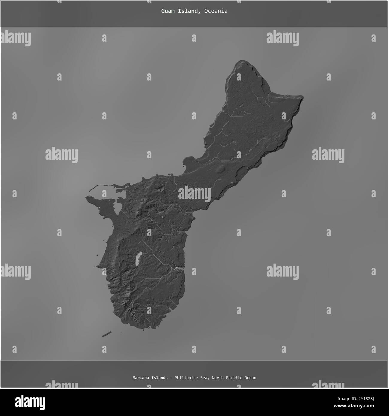 Guam Island in the Philippine Sea, belonging to United States, cropped ...