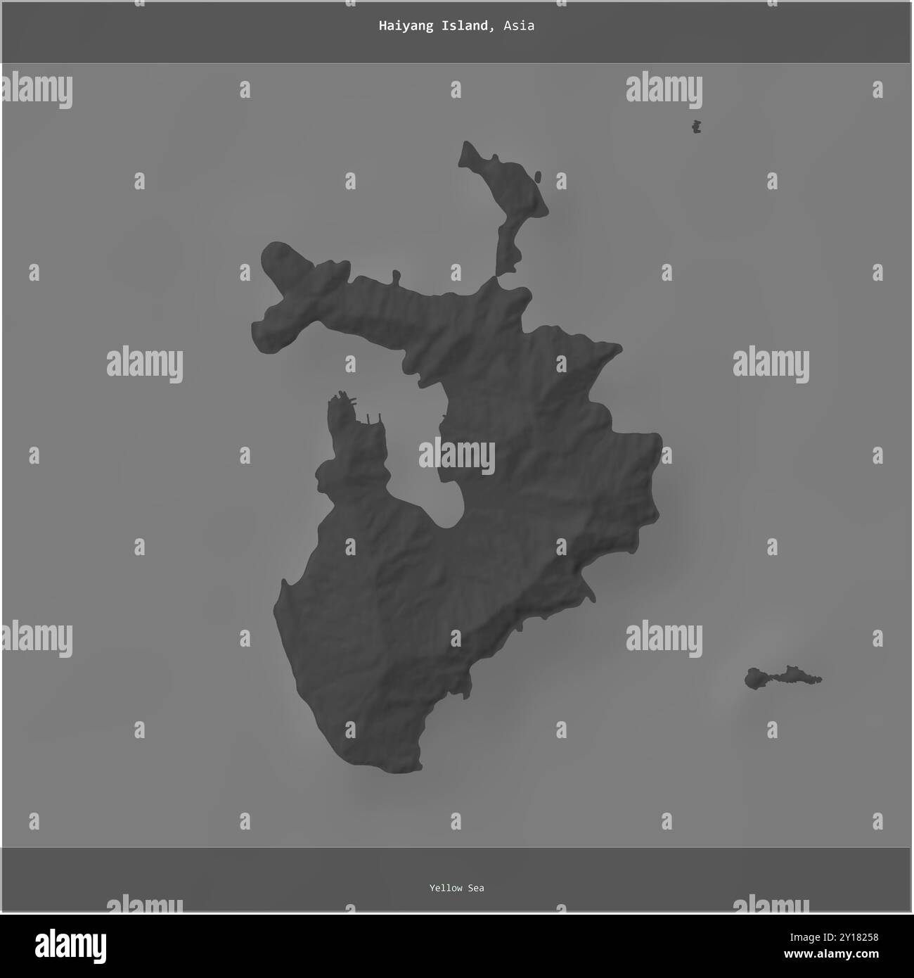 Haiyang Island in the Yellow Sea, belonging to China, cropped to square ...