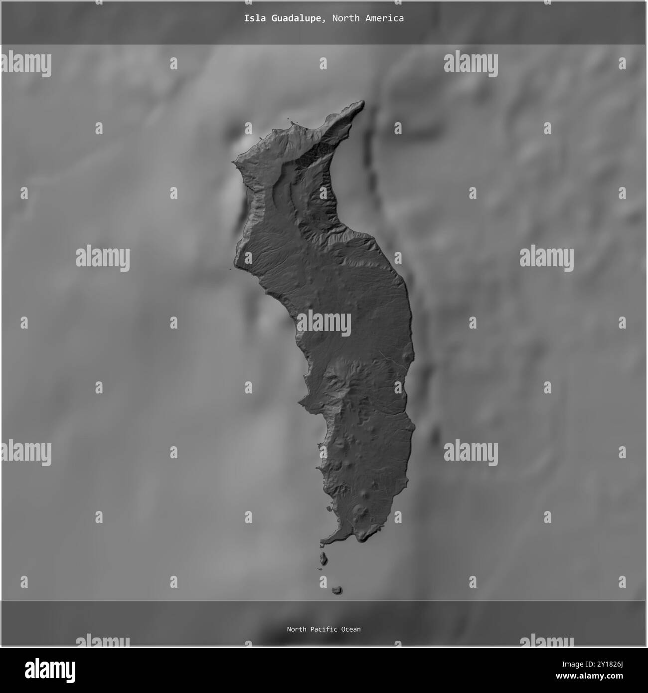 Isla Guadalupe in the North Pacific Ocean, belonging to Mexico, cropped ...
