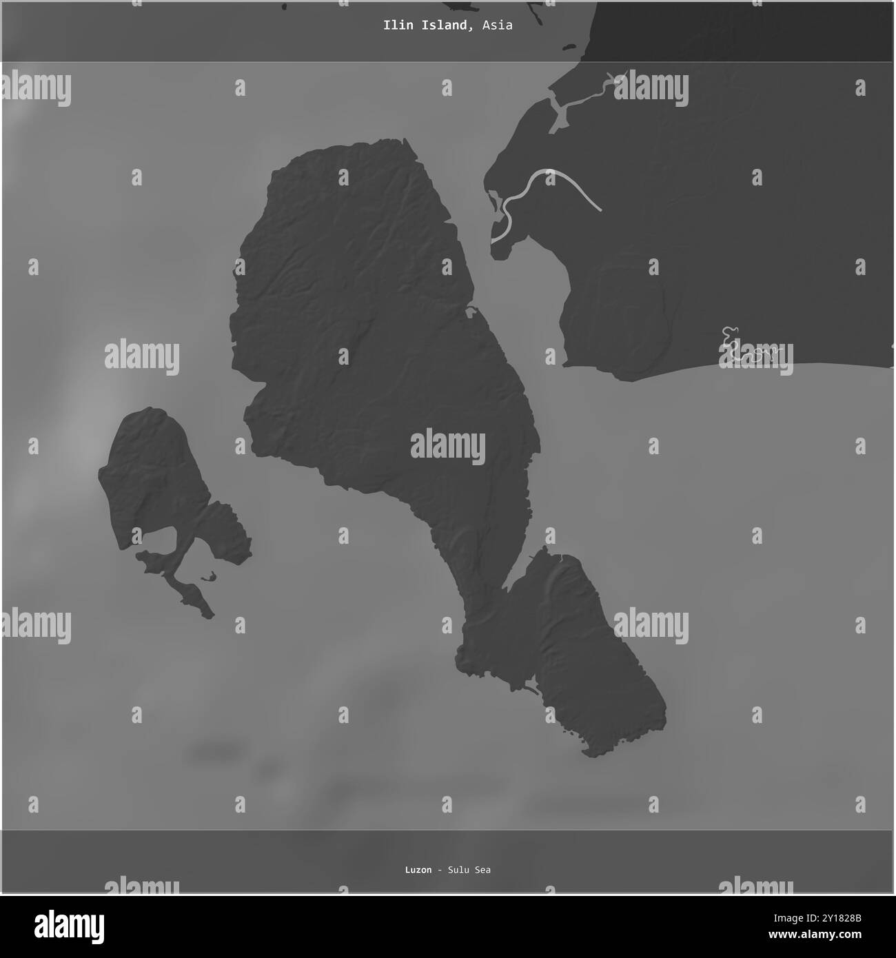 Ilin Island in the Sulu Sea, belonging to Philippines, cropped to ...