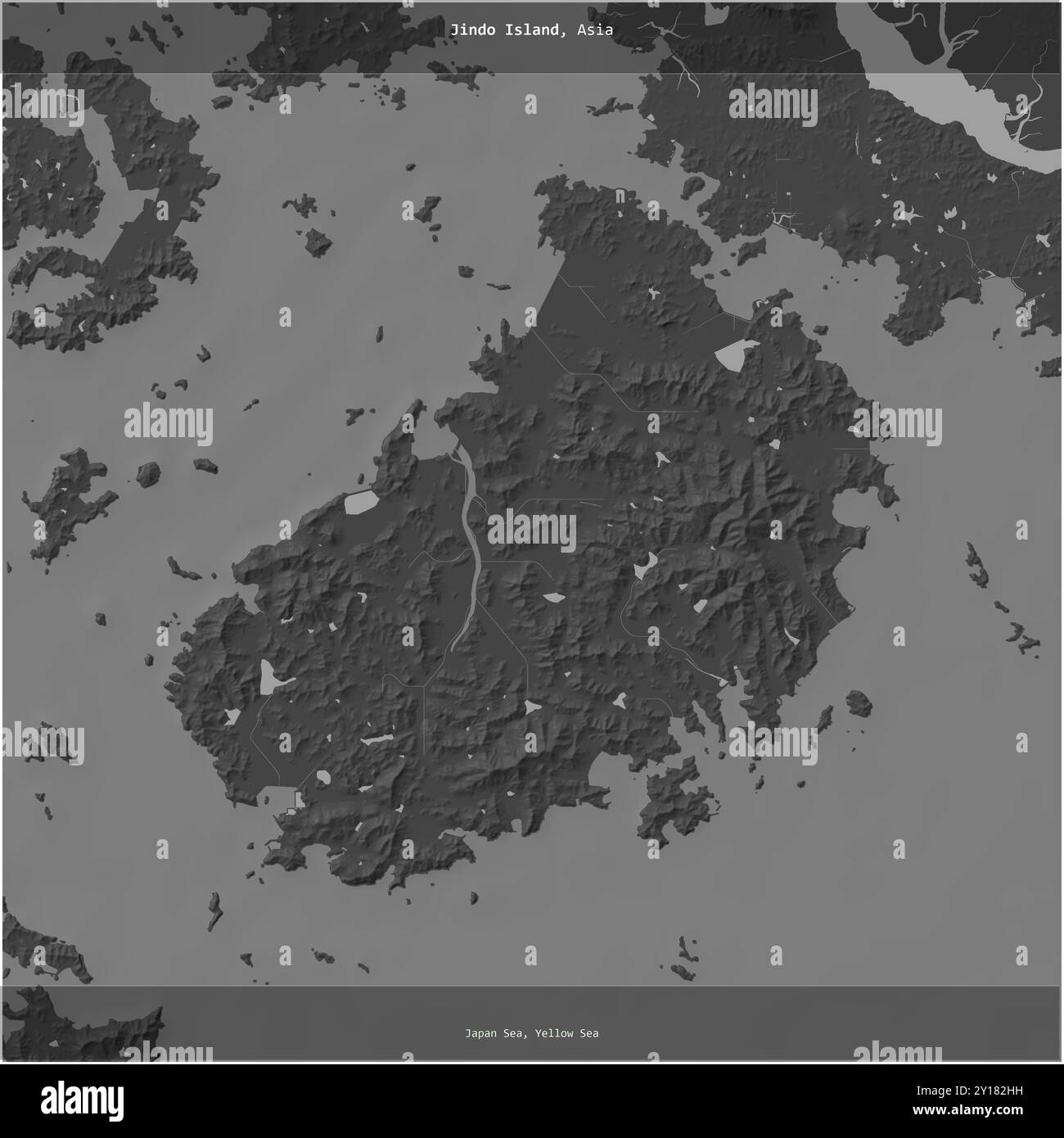 Jindo Island in the Japan Sea, belonging to South Korea, cropped to ...