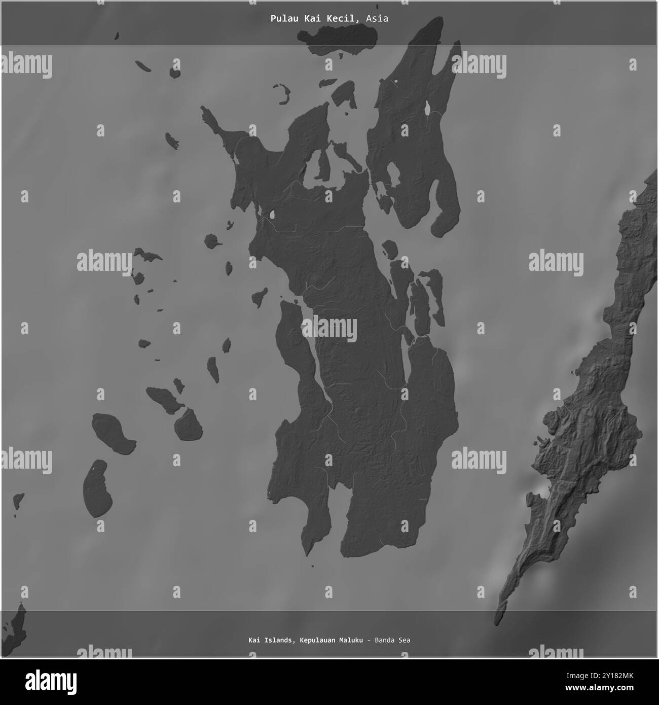 Pulau Kai Kecil in the Banda Sea, belonging to Indonesia, cropped to ...