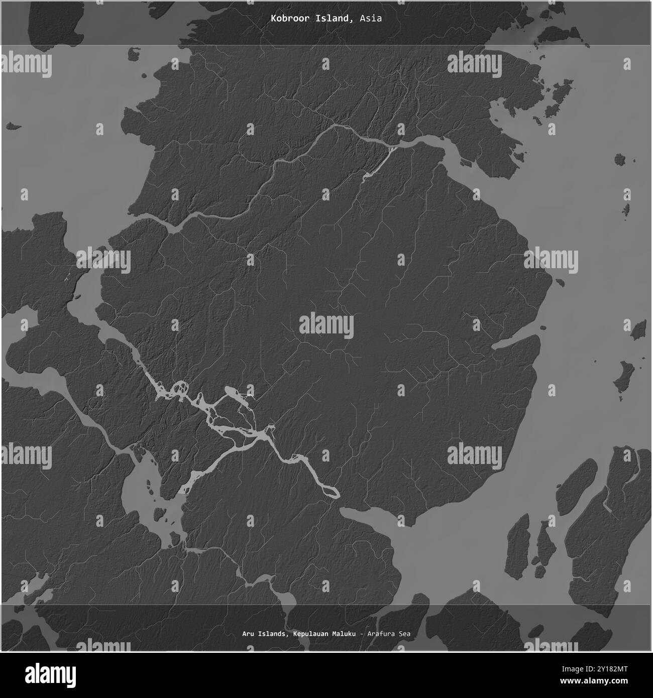 Kobroor Island in the Arafura Sea, belonging to Indonesia, cropped to ...