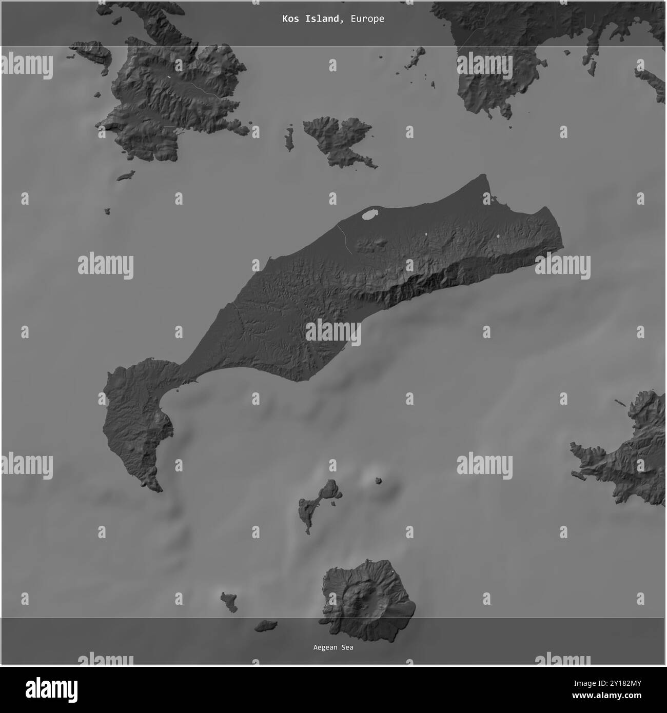 Kos Island in the Aegean Sea, belonging to Greece, cropped to square on ...