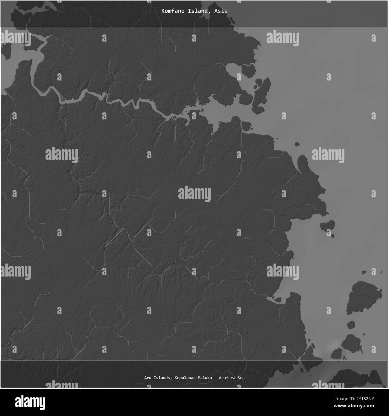 Komfane Island in the Arafura Sea, belonging to Indonesia, cropped to ...
