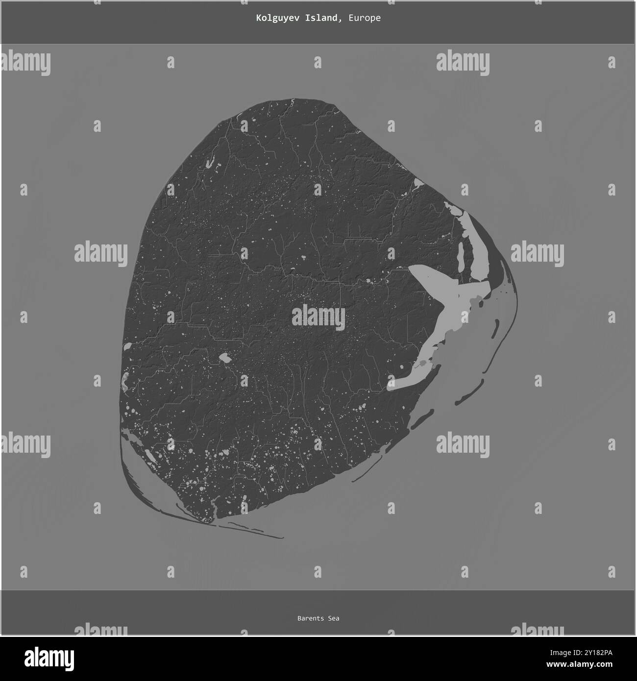 Kolguyev Island in the Barents Sea, belonging to Russia, cropped to ...