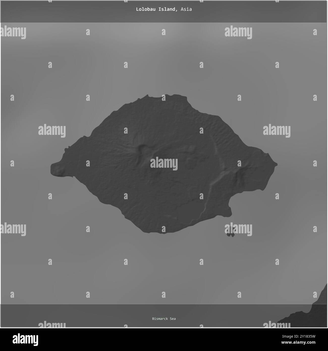 Lolobau Island in the Bismarck Sea, belonging to Papua New Guinea, cropped to square on a ...