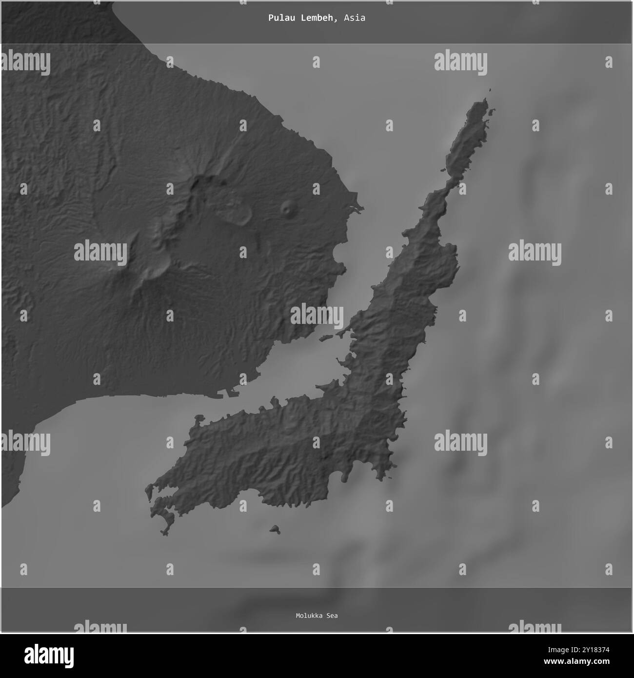Pulau Lembeh in the Molukka Sea, belonging to Indonesia, cropped to ...