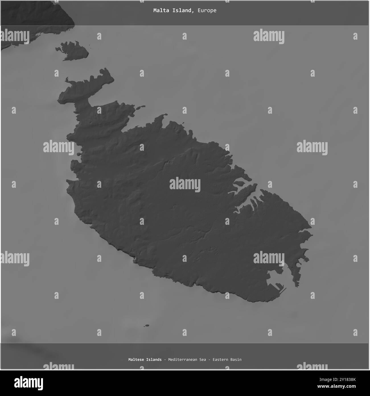 Malta Island in the Mediterranean Sea - Eastern Basin, belonging to Malta, cropped to square on ...