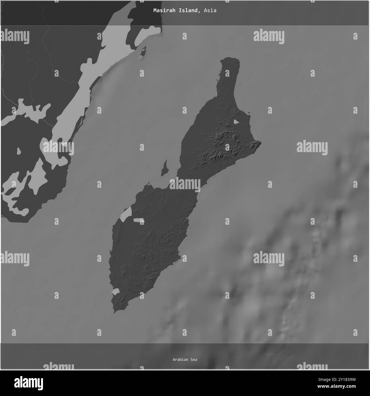 Masirah Island in the Arabian Sea, belonging to Oman, cropped to square ...
