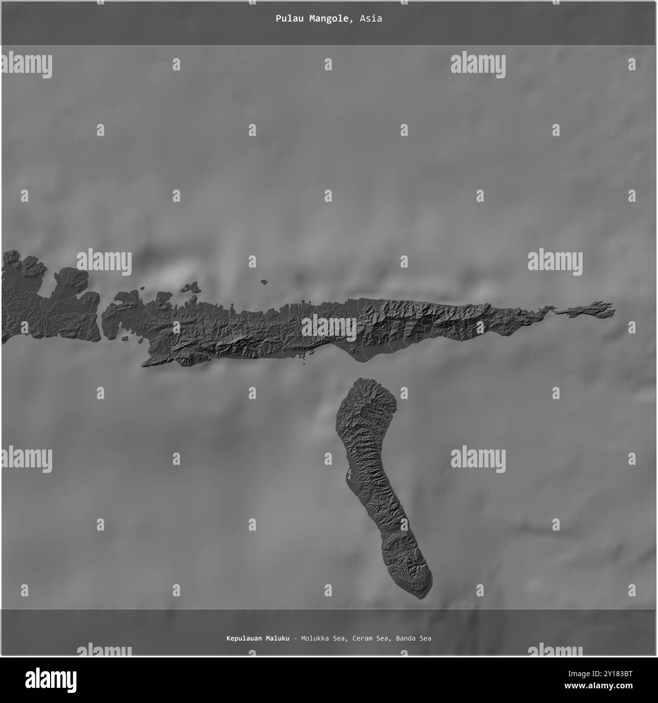 Pulau Mangole in the Ceram Sea, belonging to Indonesia, cropped to ...