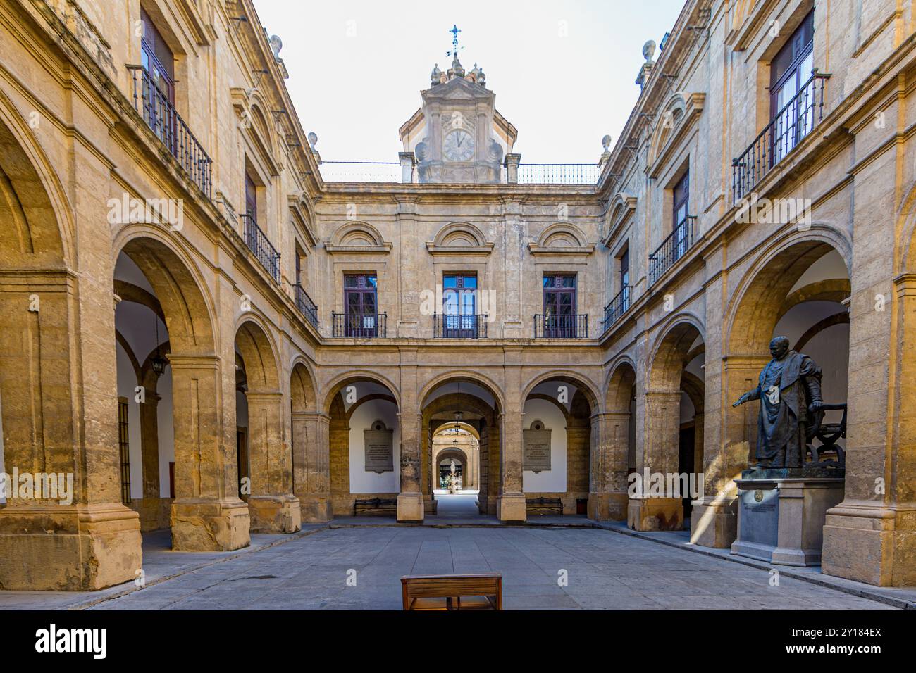Seville, Spain. January 17, 2015. Inner courtyard of former Royal ...