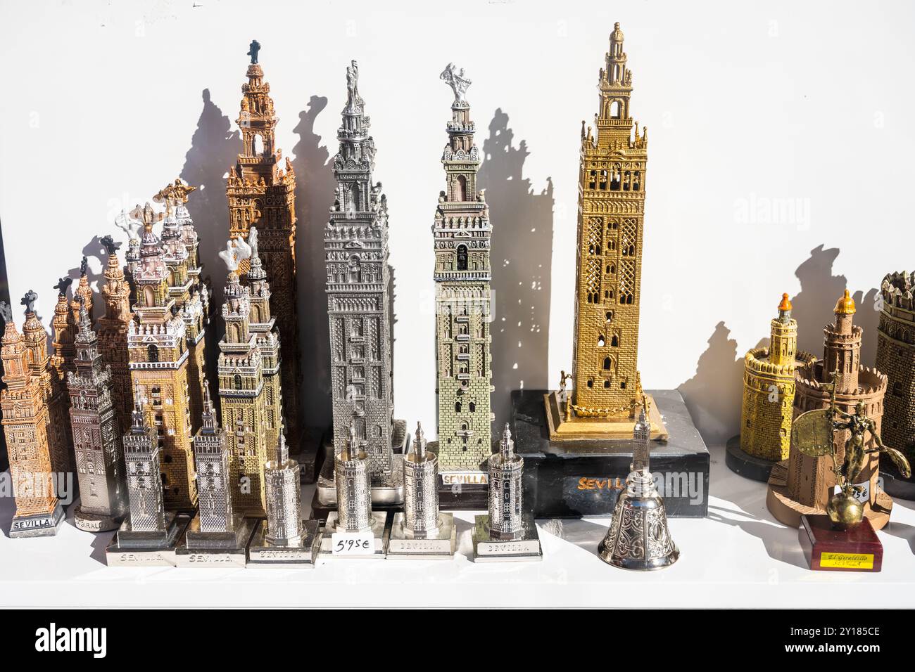 A variety of miniature models depicting famous landmarks in a souvenir ...