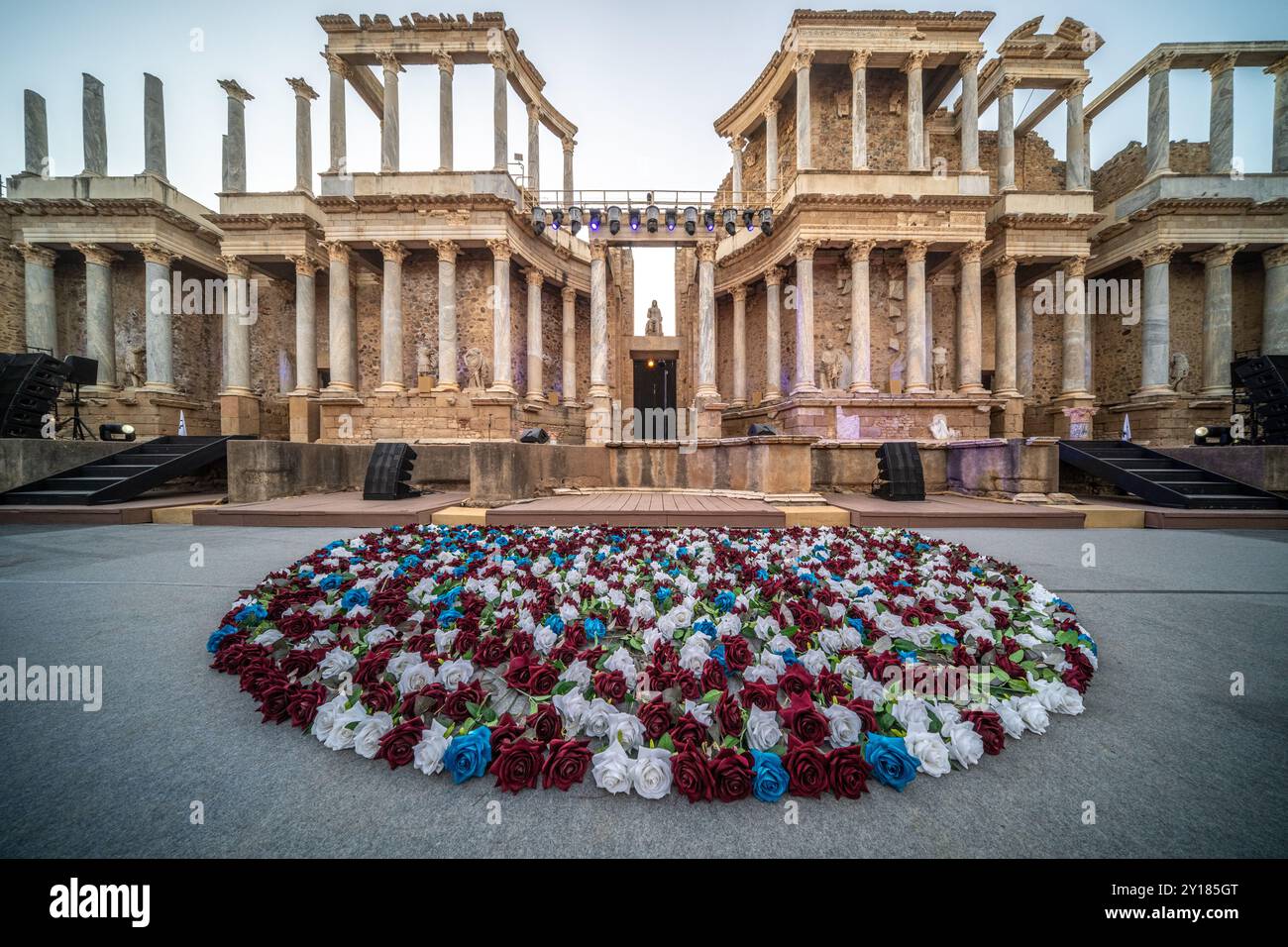 Merida, Spain, Aug 15 2024, The Roman Theater of Merida in Spain is ...
