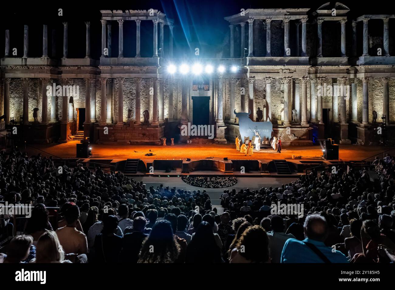 Merida, Spain, Aug 15 2024, The historic Teatro Romano de Merida in ...