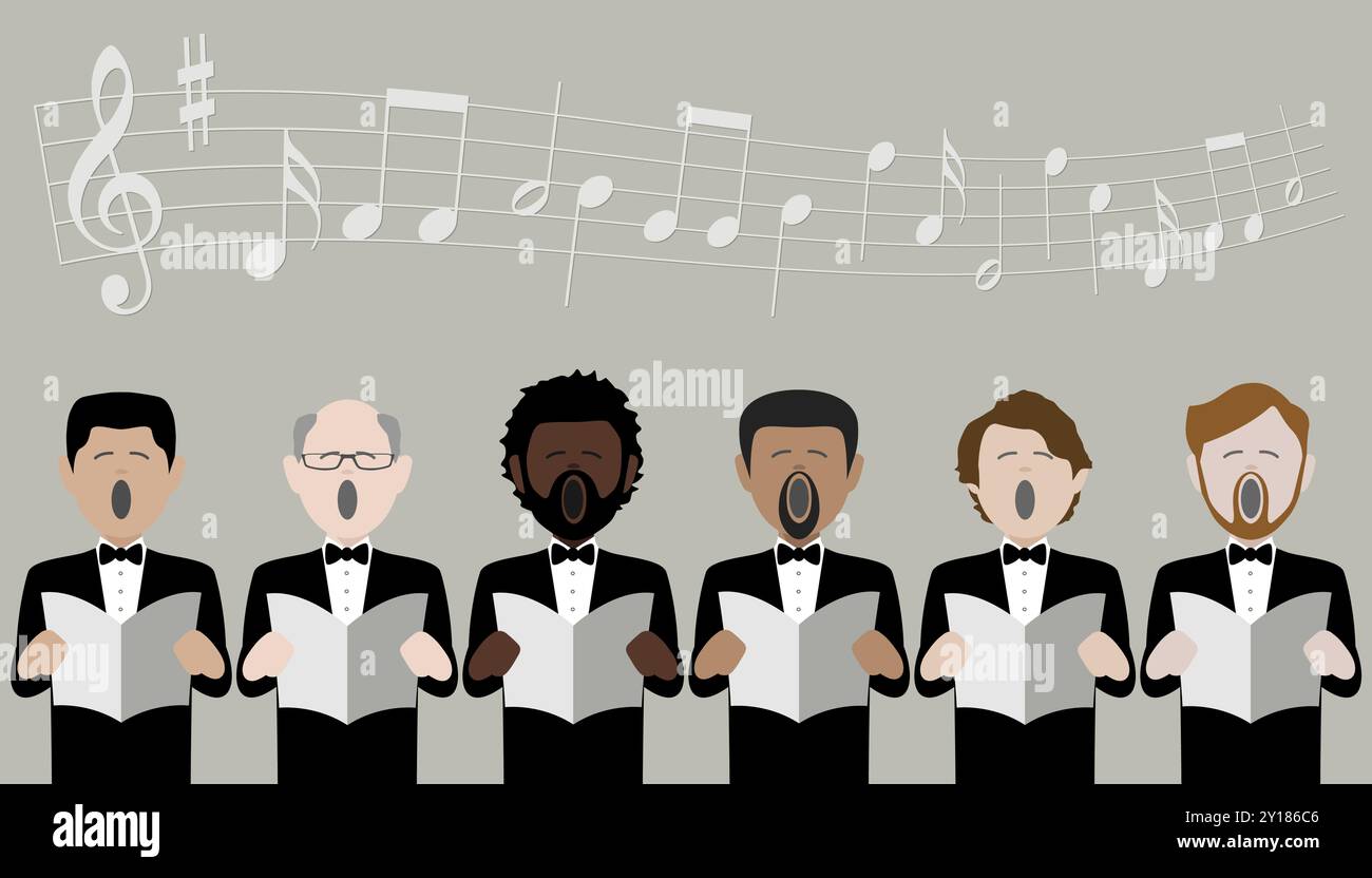 diverse group of adult males singing in a multicultural male voice ...