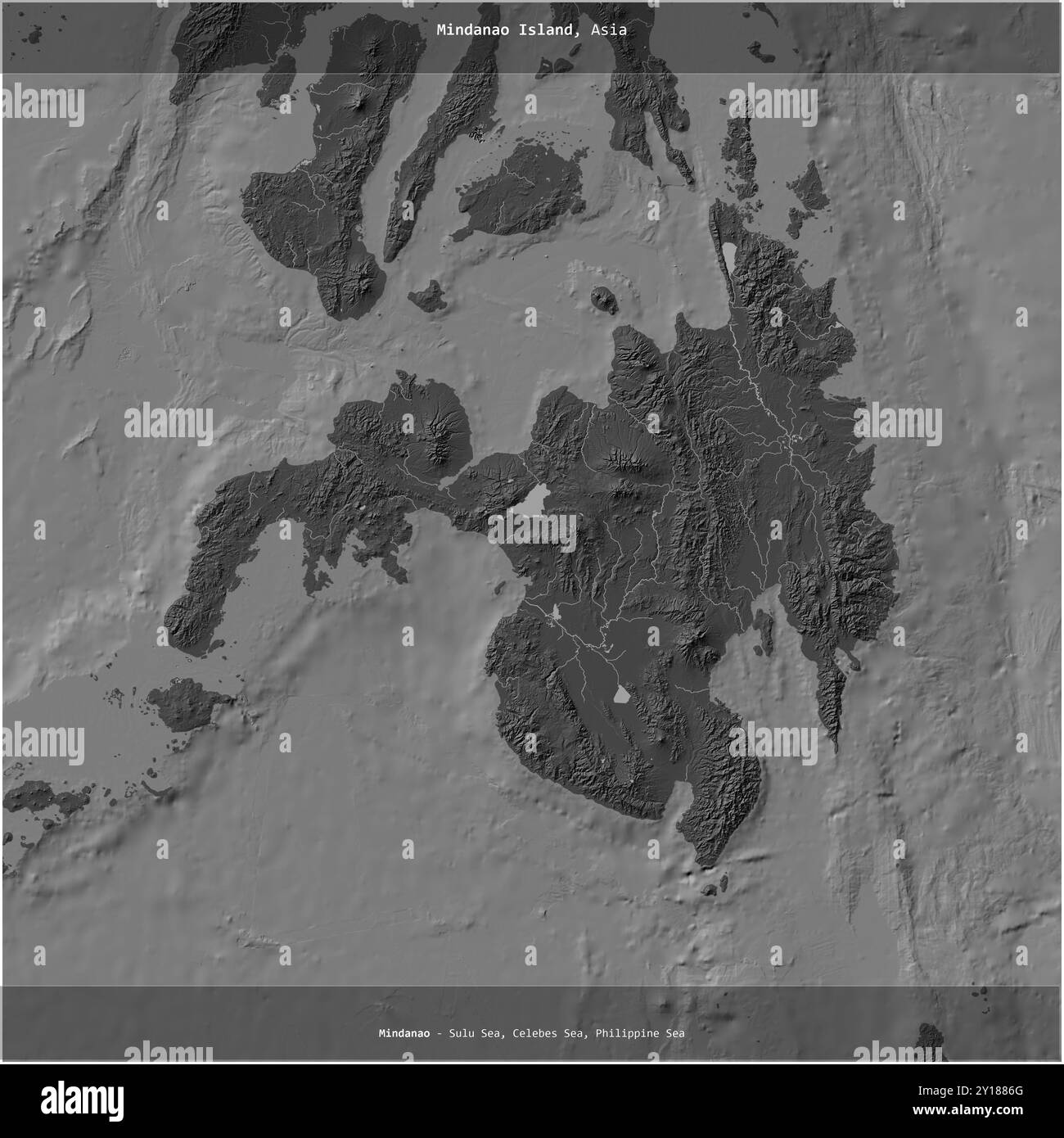 Mindanao Island in the Sulu Sea, belonging to Philippines, cropped to ...