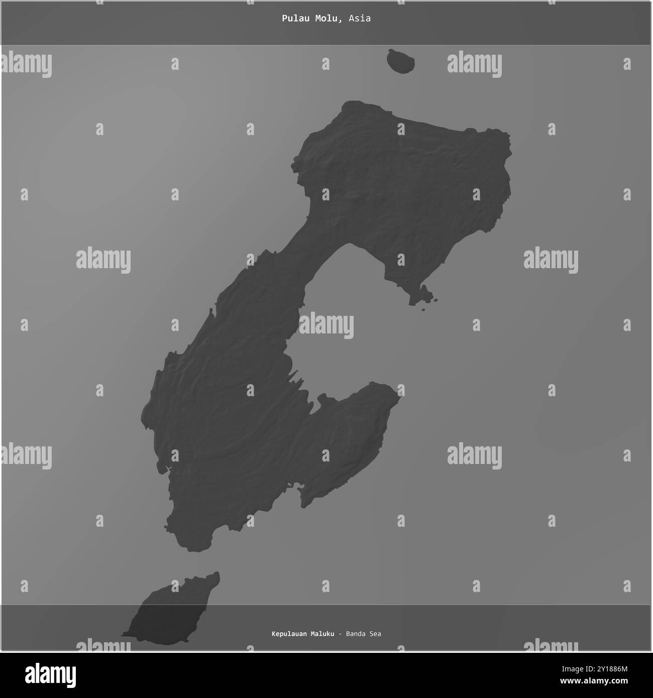 Pulau Molu in the Banda Sea, belonging to Indonesia, cropped to square ...