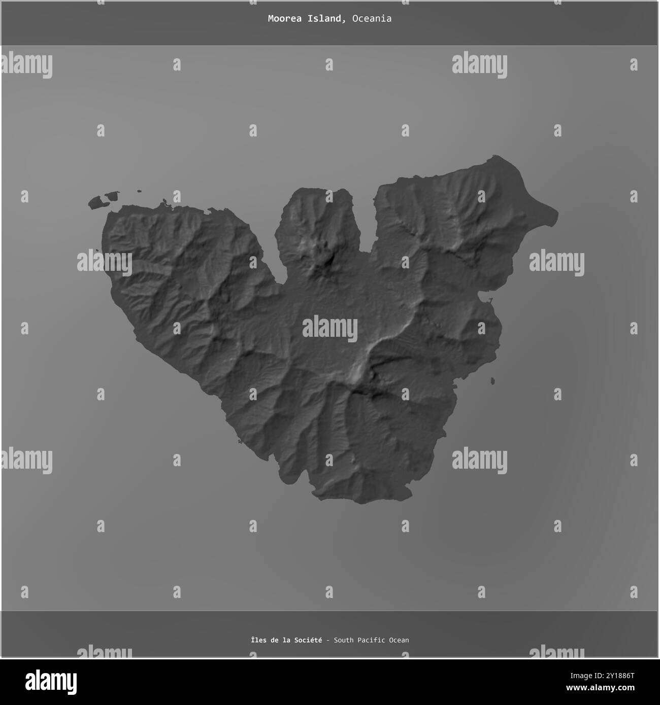 Moorea Island in the South Pacific Ocean, belonging to France, cropped ...
