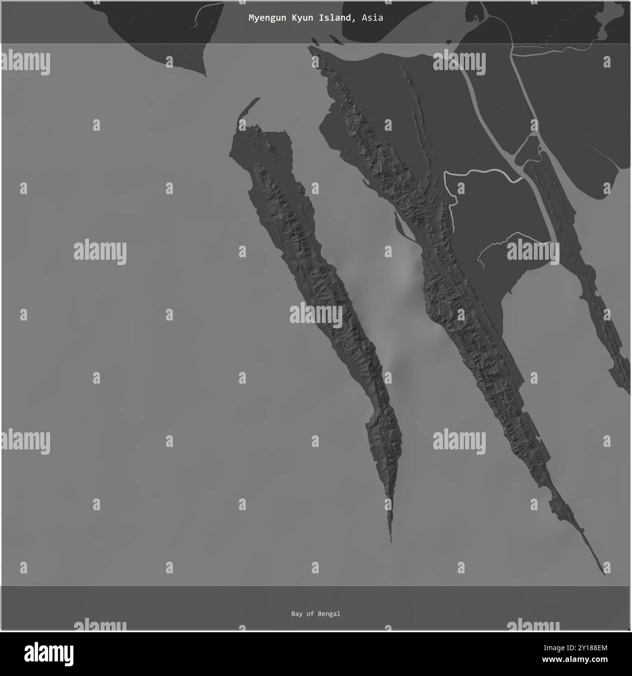 Myengun Kyun Island in the Bay of Bengal, belonging to Myanmar, cropped ...