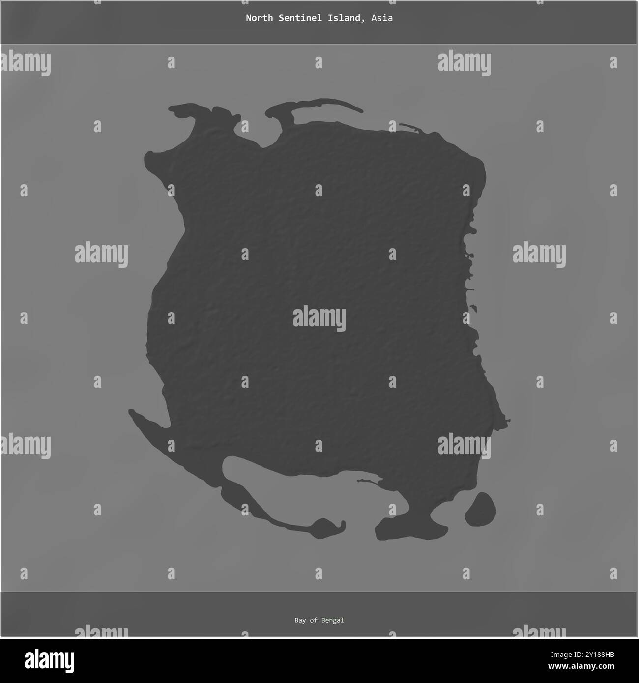 North Sentinel Island in the Bay of Bengal, belonging to India, cropped ...
