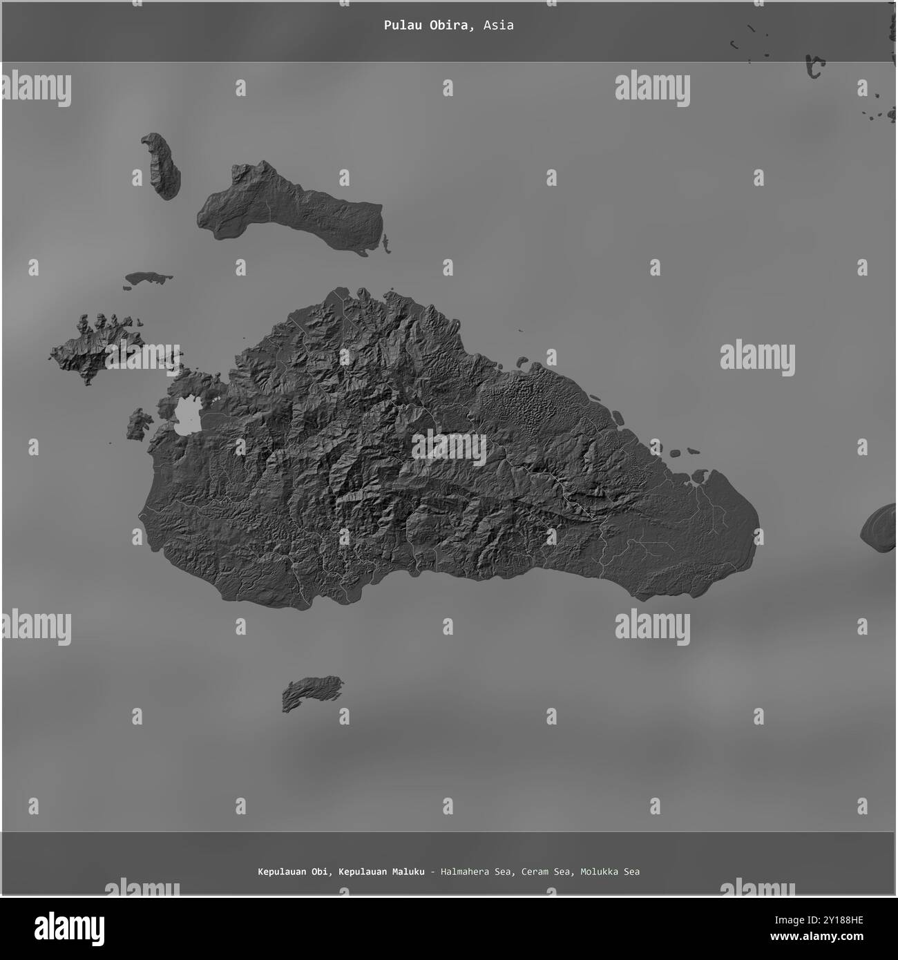 Pulau Obira in the Ceram Sea, belonging to Indonesia, cropped to square ...