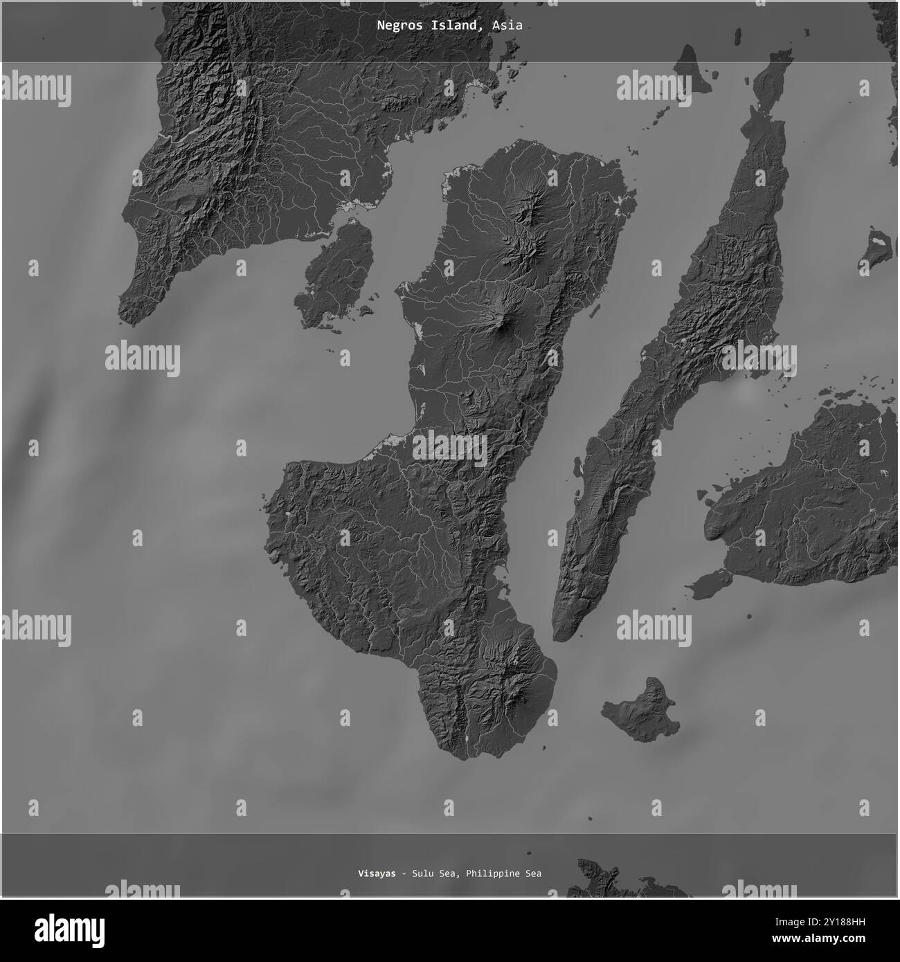 Negros Island in the Sulu Sea, belonging to Philippines, cropped to ...