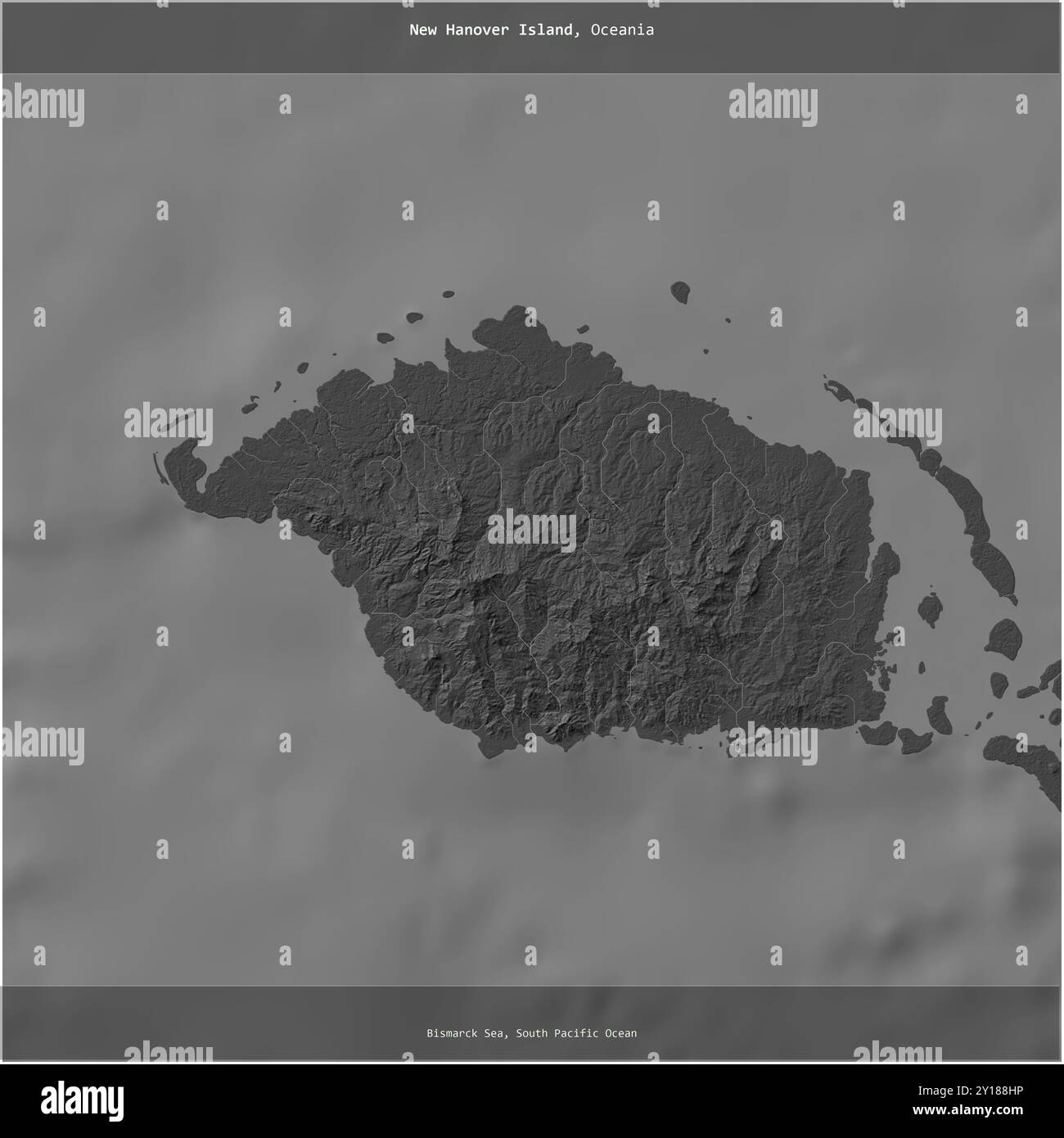 New Hanover Island in the Bismarck Sea, belonging to Papua New Guinea, cropped to square on a ...