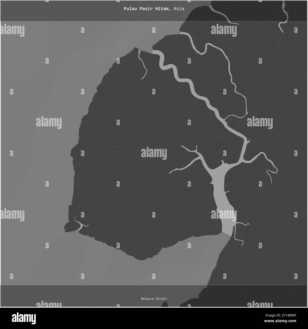 Pulau Pasir Hitam in the Malacca Strait, belonging to Malaysia, cropped ...