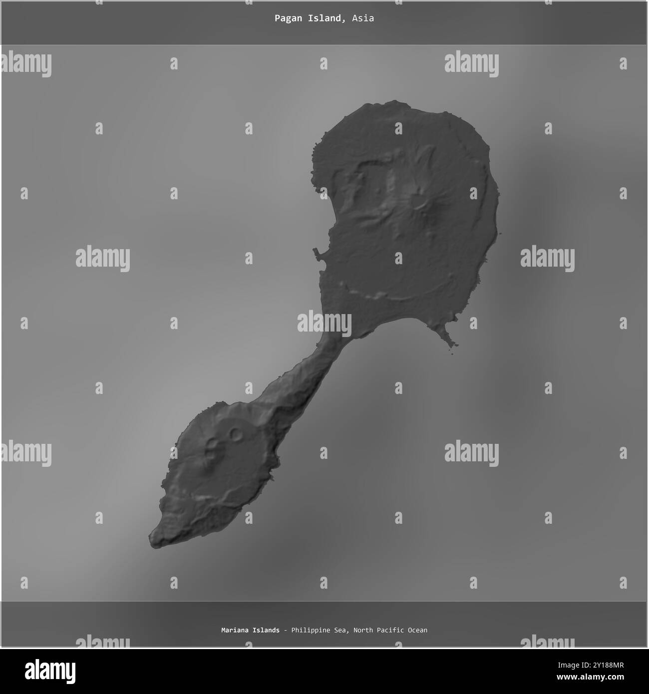 Pagan Island in the Philippine Sea, belonging to United States, cropped ...