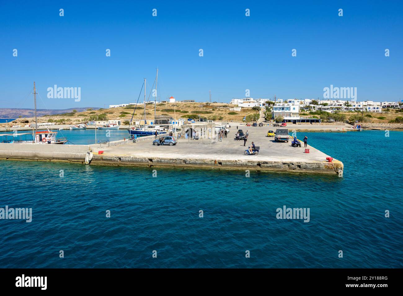 Ano Koufonisi, Greece - May 15, 2024: Main port of Ano Koufonisi island ...