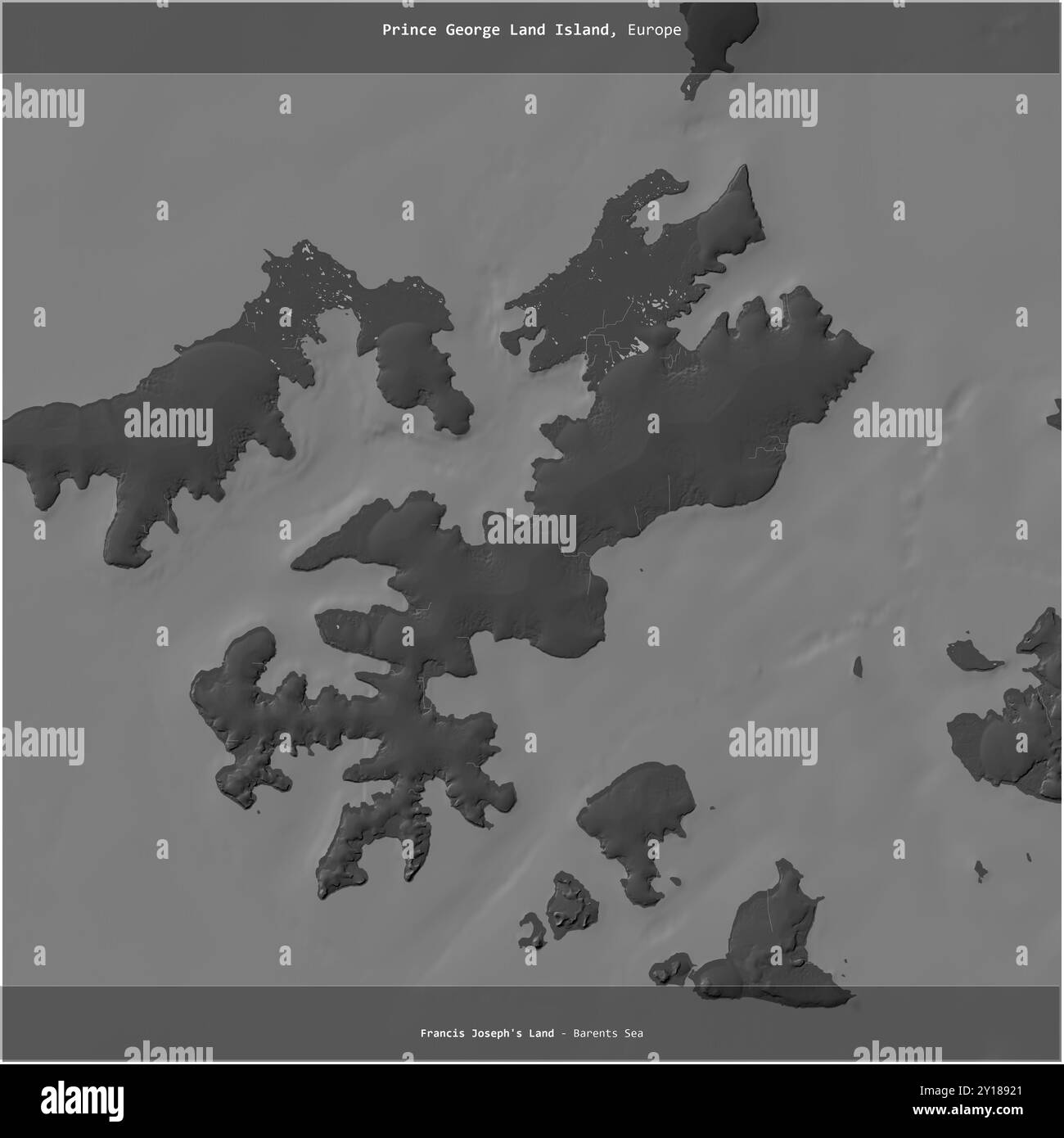 Prince George Land Island in the Barents Sea, belonging to Russia, cropped to square on a ...