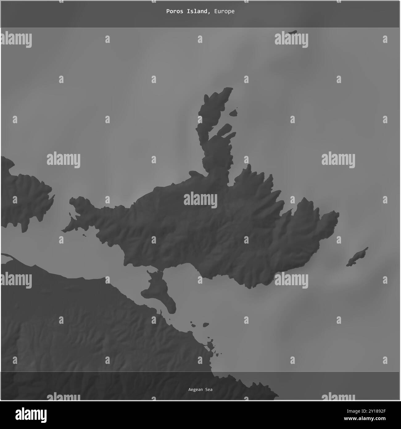 Poros Island in the Aegean Sea, belonging to Greece, cropped to square ...
