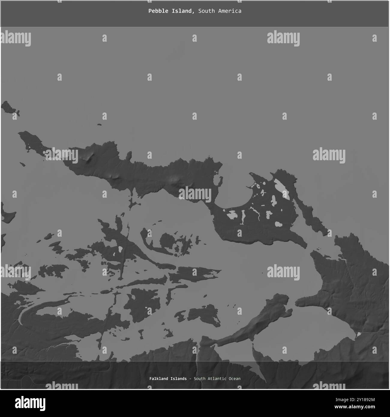 Pebble Island in the South Atlantic Ocean, belonging to Falkland Islands, cropped to square on a ...