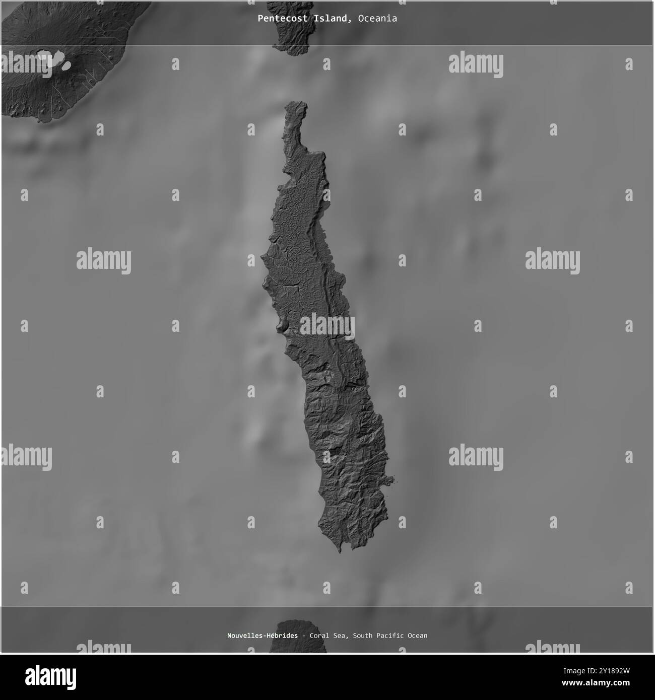 Pentecost Island in the Coral Sea, belonging to Vanuatu, cropped to ...