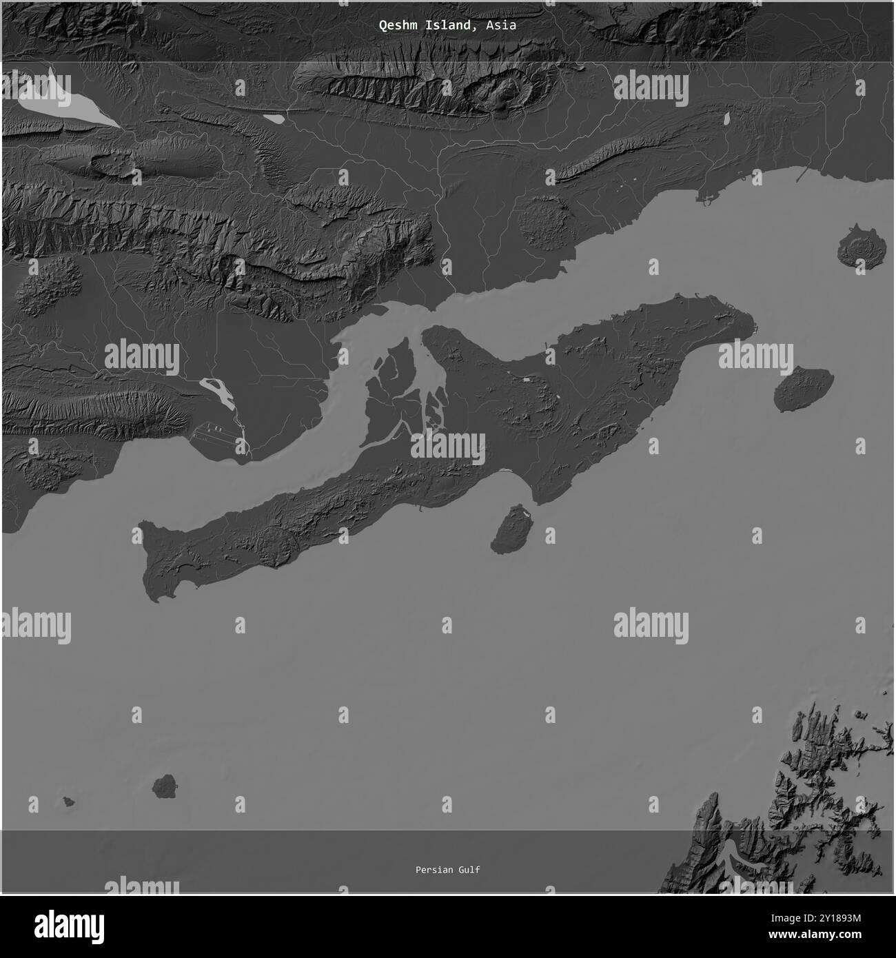 Qeshm Island in the Persian Gulf, belonging to Iran, cropped to square ...