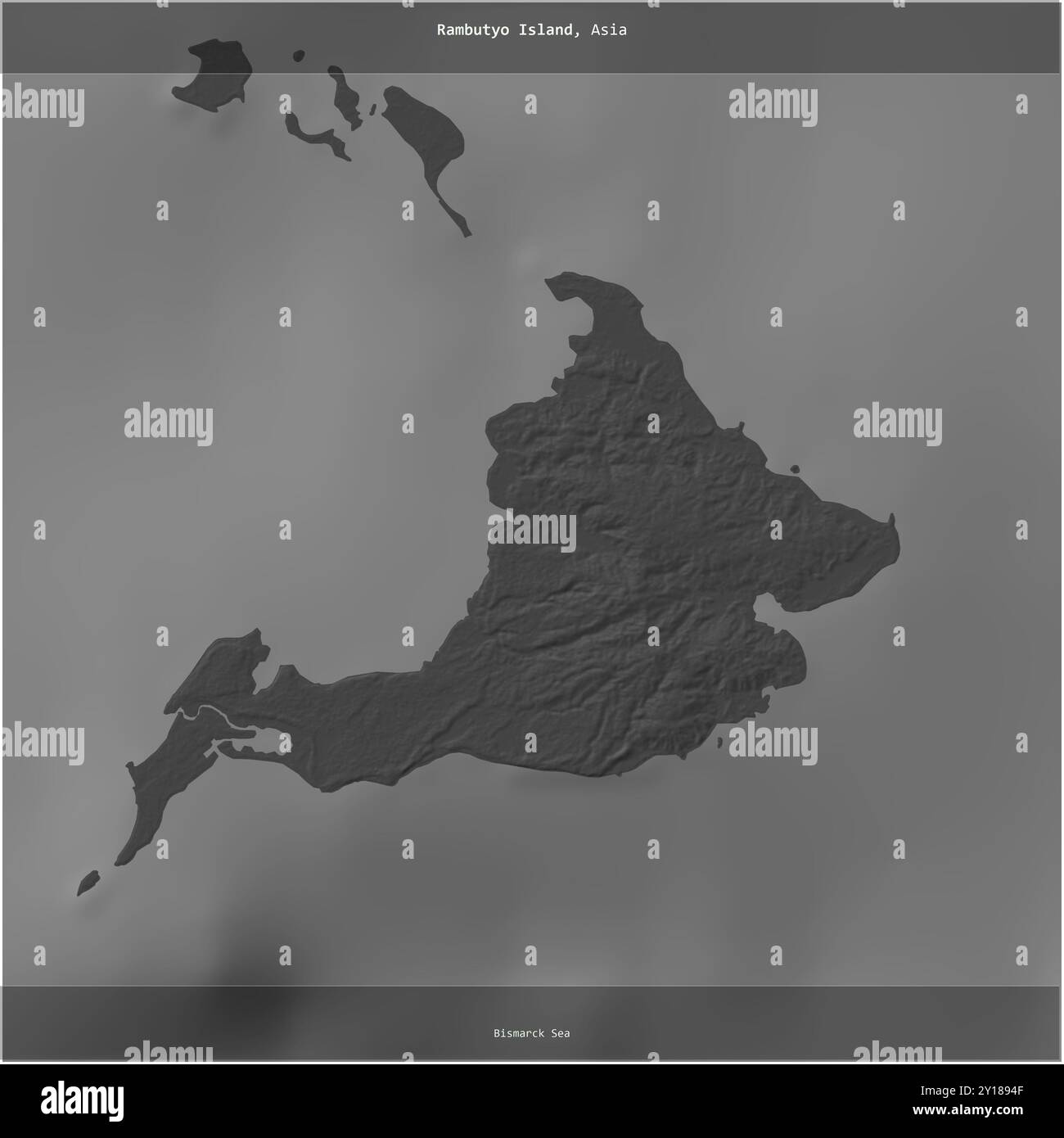 Rambutyo Island in the Bismarck Sea, belonging to Papua New Guinea, cropped to square on a ...