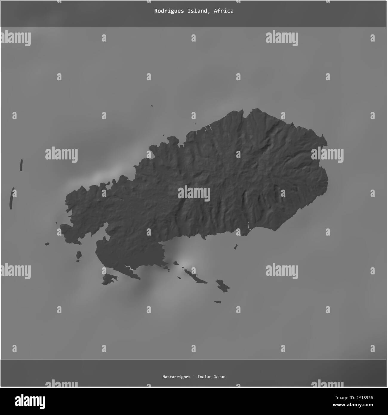 Rodrigues Island in the Indian Ocean, belonging to Mauritius, cropped ...