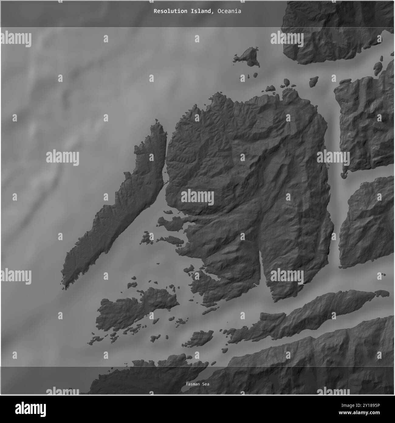Resolution Island in the Tasman Sea, belonging to New Zealand, cropped ...
