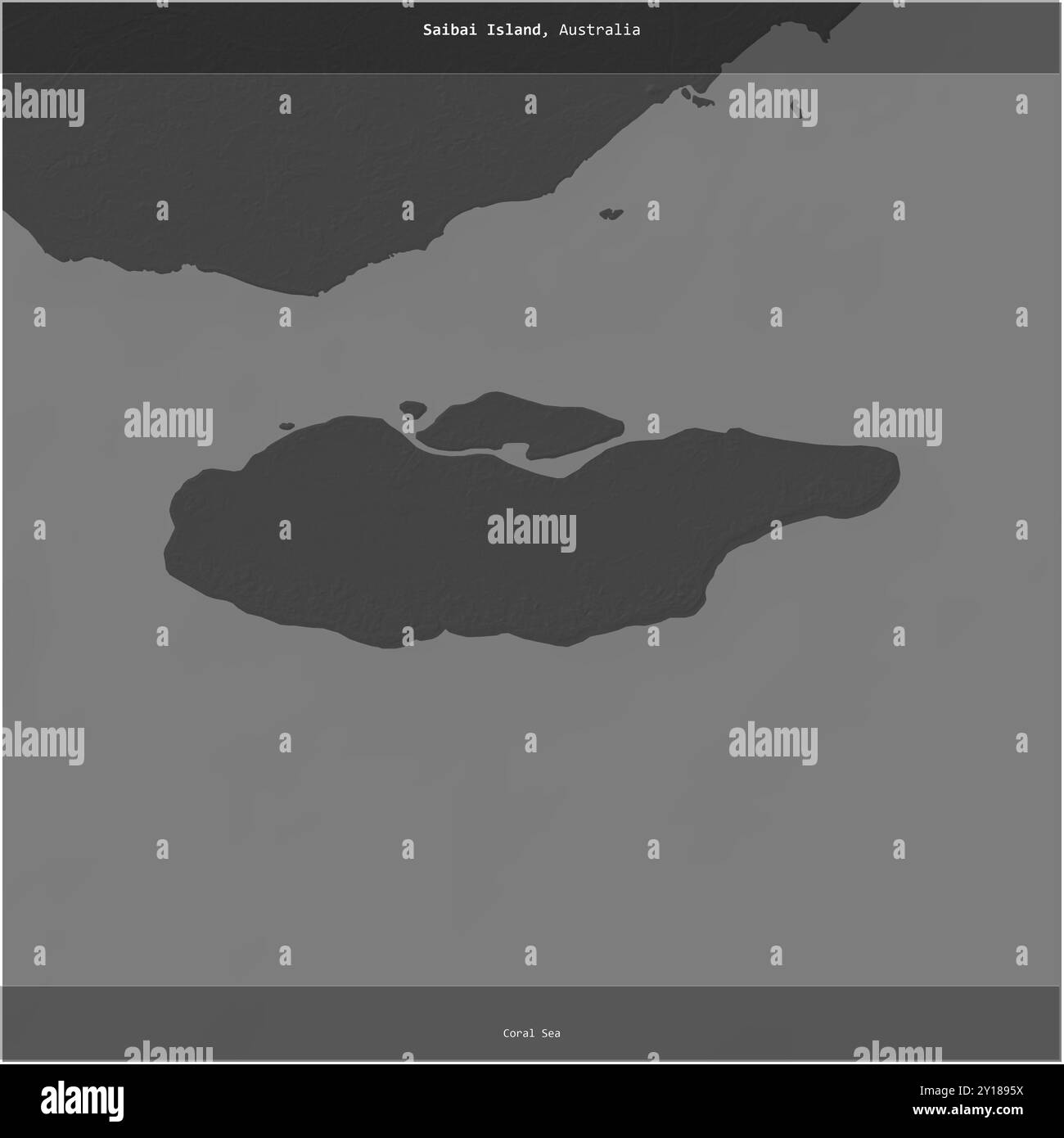Saibai Island in the Coral Sea, belonging to Australia, cropped to ...