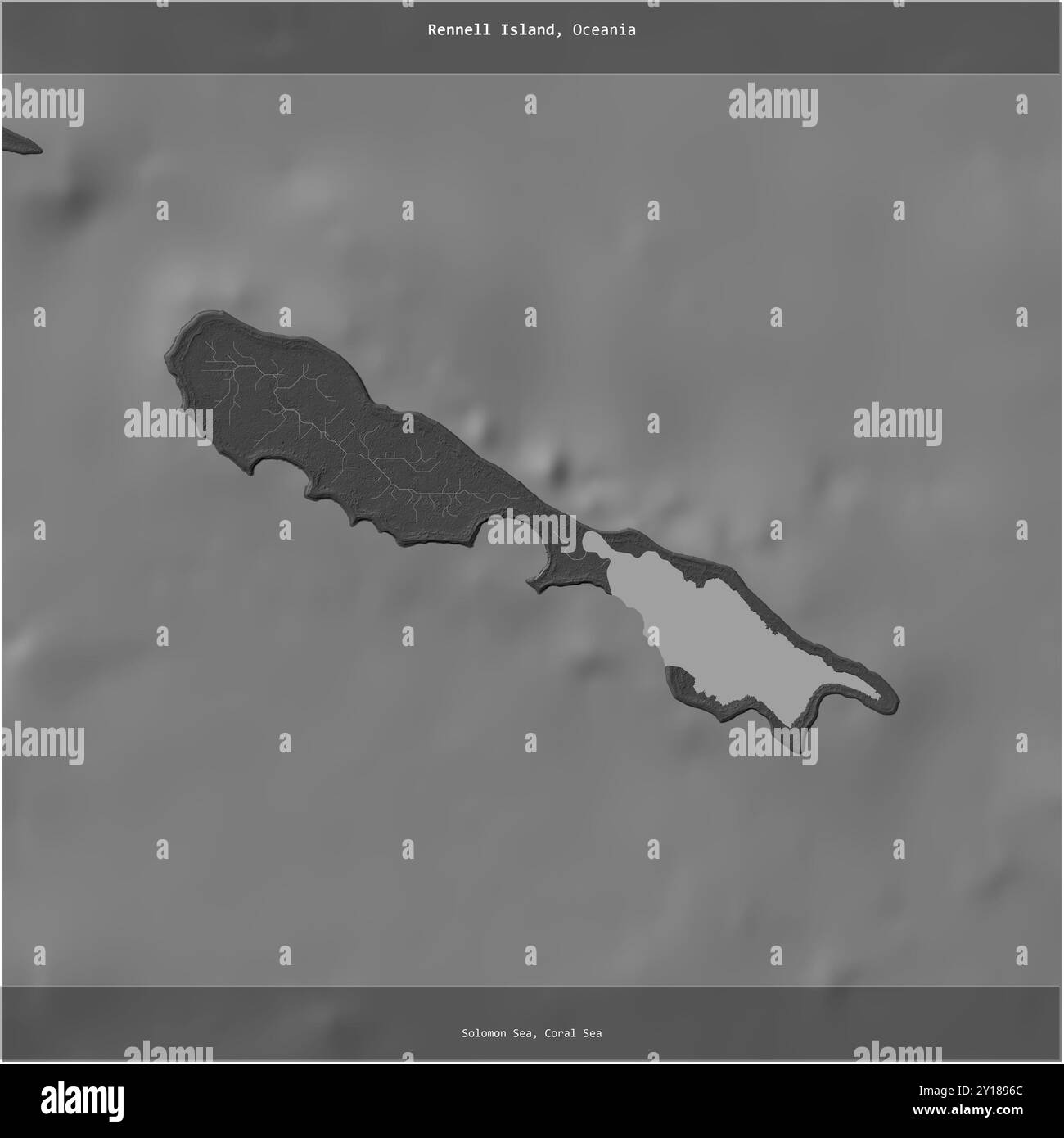 Rennell Island in the Coral Sea, belonging to Solomon Islands, cropped ...