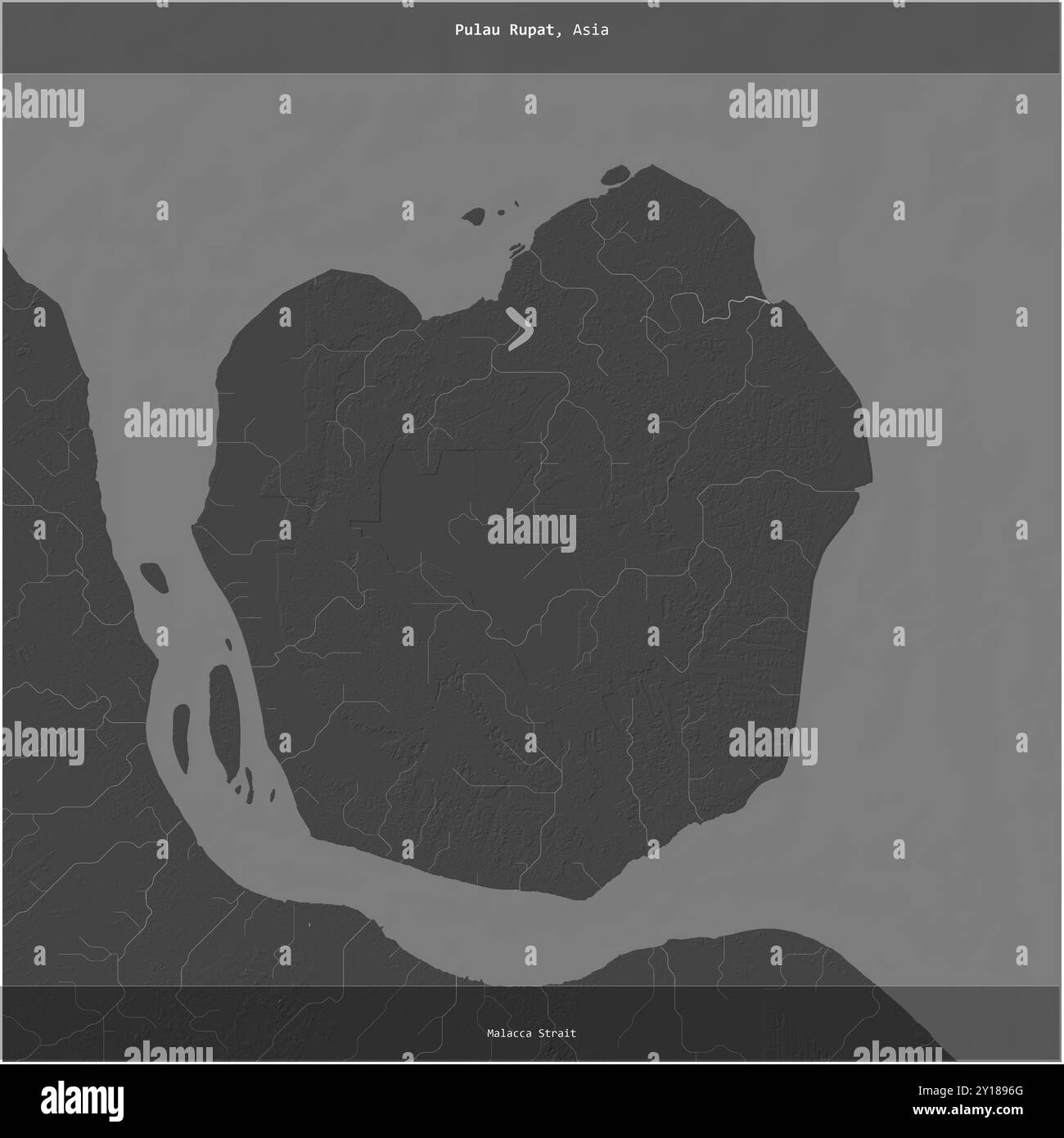 Pulau Rupat in the Malacca Strait, belonging to Indonesia, cropped to ...