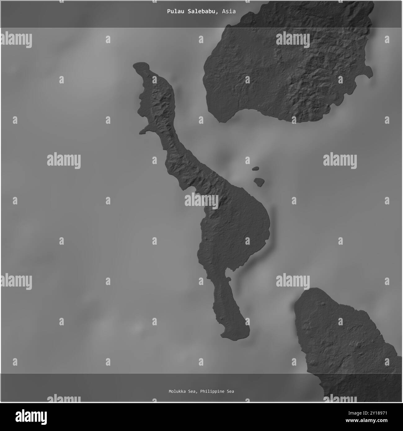 Pulau Salebabu in the Molukka Sea, belonging to Indonesia, cropped to ...