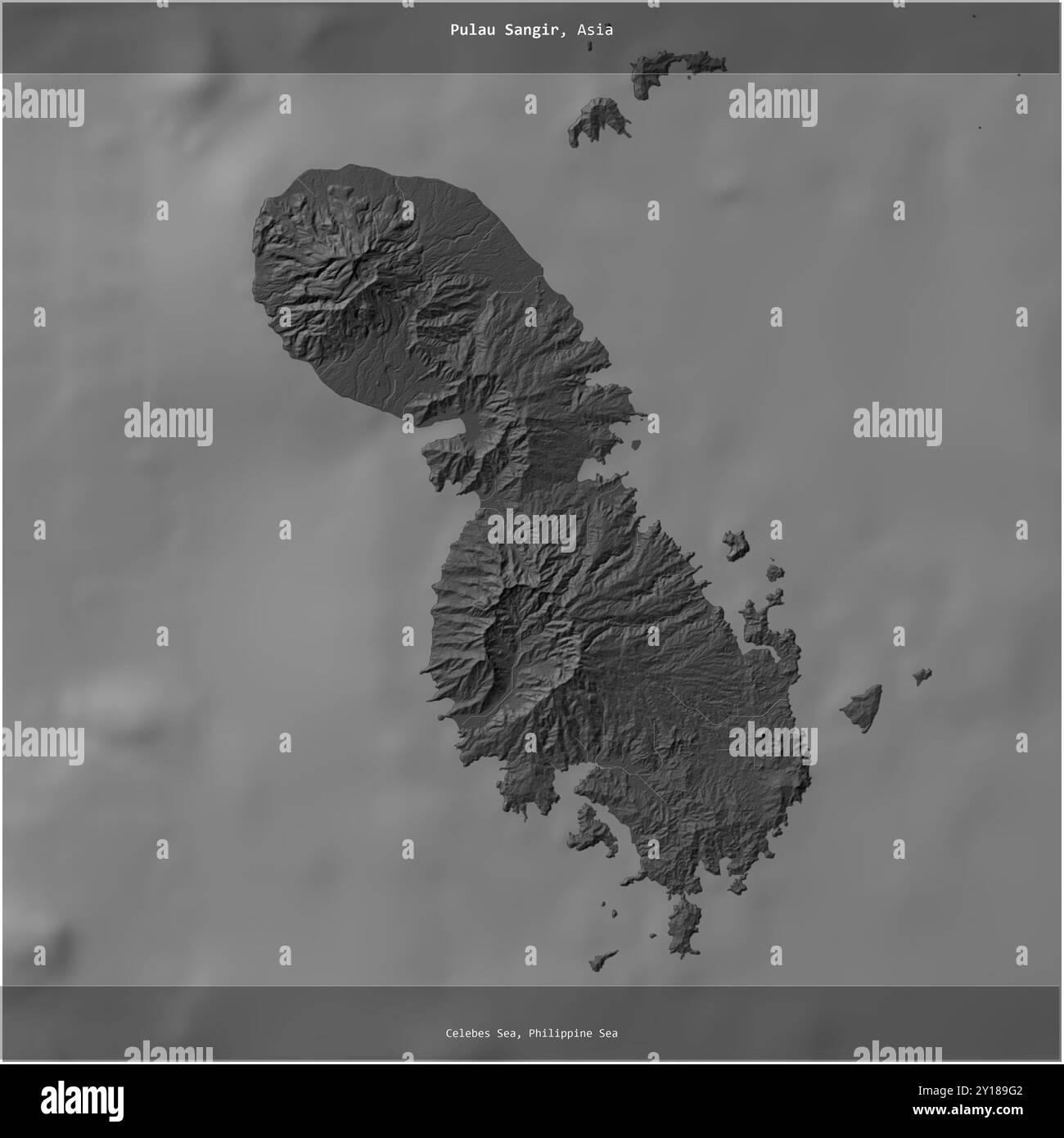 Pulau Sangir in the Celebes Sea, belonging to Indonesia, cropped to ...